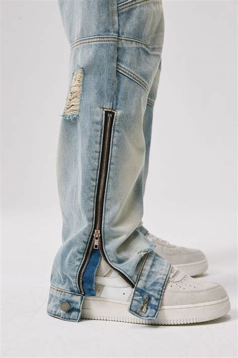 Boneless Deconstructed Ripped Zipper Jeans Ripped Jeans Style Mens