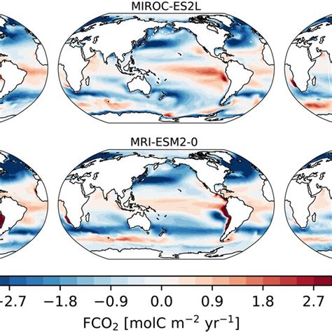 Multiyear Mean Maps Of Air‐sea Co2 Flux Fco2 Units Mol C M⁻² Yr⁻¹ Download Scientific