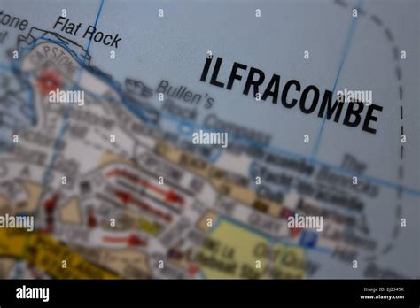 Ilfracombe Devon United Kingdom Colour Atlas Map Town Name Stock