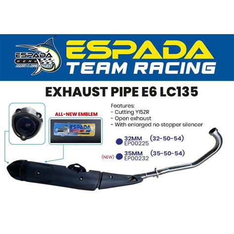 Yamaha Lc135 Lc V1 V2 V3 V4 V5 V6 Universal Espada E6 Racing Exhaust 32mm And 35mm Espada 100