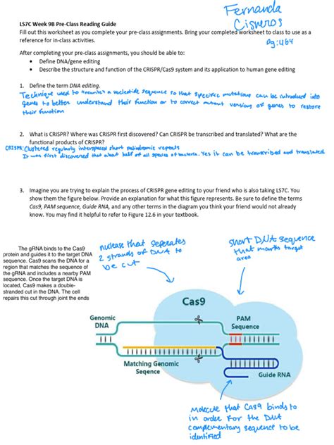 Ls7c Week 9b Pre Class Reading Guide Pdf Crispr Omics