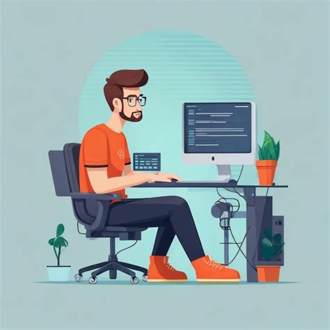 Premium Ai Image Animation Style Vector Illustration Of Programmer