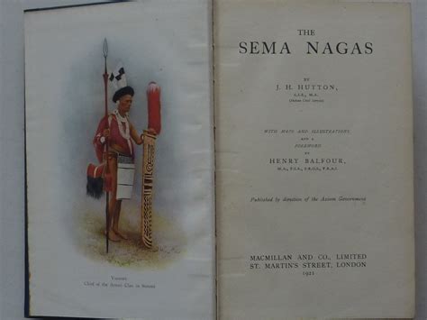 The Sema Nagas By Hutton J H Very Good Hardcover 1921 1st Edition