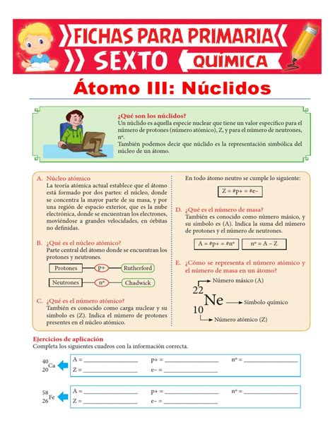 Los Núclidos Para Sexto De Primaria Pdf Átomos Núcleo Atómico