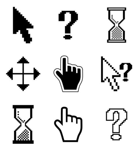 Pixel Cursors Icons Arrow Hourglass Hand Mouse Stock Vector Image By ©stanokkk 27093057