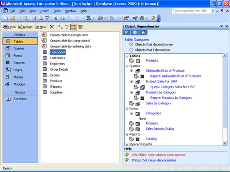 MS Access How Can I Find Out Where Tables Queries Macros Etc Are