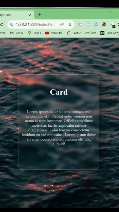 Create Amazing Card With Glassmorphism Effect Shorts Html Css