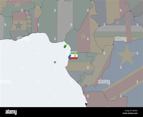 Equatorial Guinea On Political Globe With Embedded Flag 3d