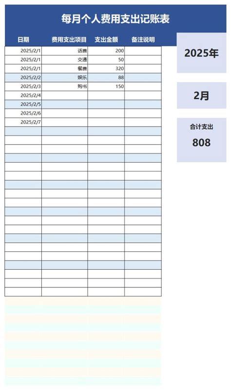 个人及家庭费用支出记账表excel免费下载（精选模板8款） 趣帮office教程网