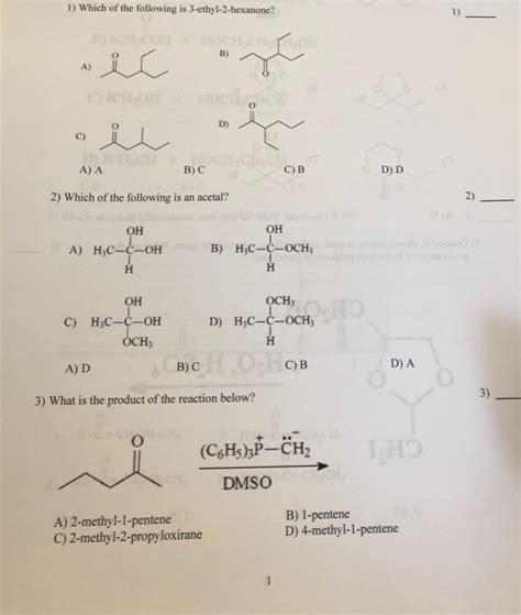 Solved 1 Which Of The Following Is 3 Ethyl 2 Hexanone ک