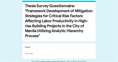 Thesis Survey Questionnaire Framework Development Of Mitigation