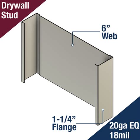 20ga Eq 18mil 6 In Drywall Stud With 1 14 In Flange Bases600s125