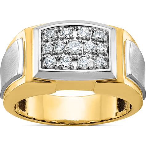 10k Yellow Wrhodium Ibgoodman Mens Wwhite Rhodium Satin Diamond
