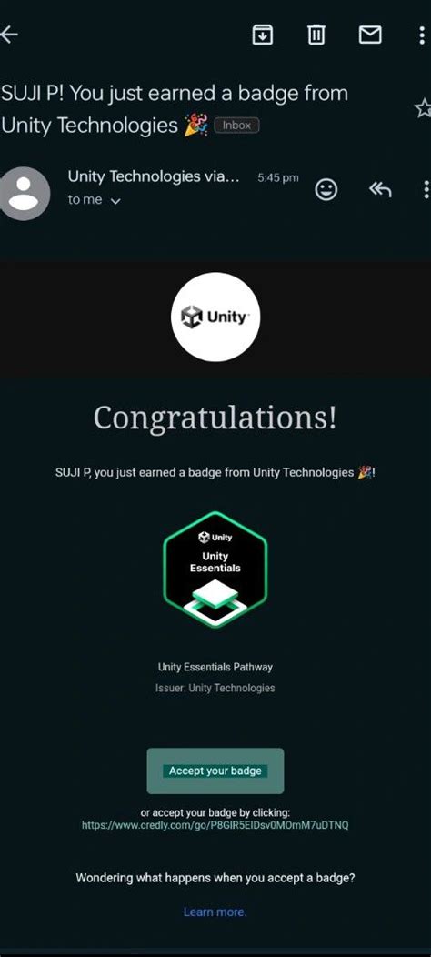 suji pushparaj on linkedin i am shared to my unity badge