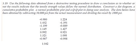 use the following data obtained from a destructive