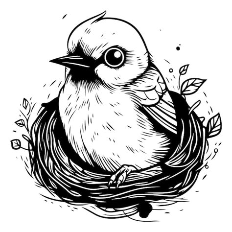 Premium Vector Bird In The Nest Hand Drawn Vector Illustration In Sketch Style