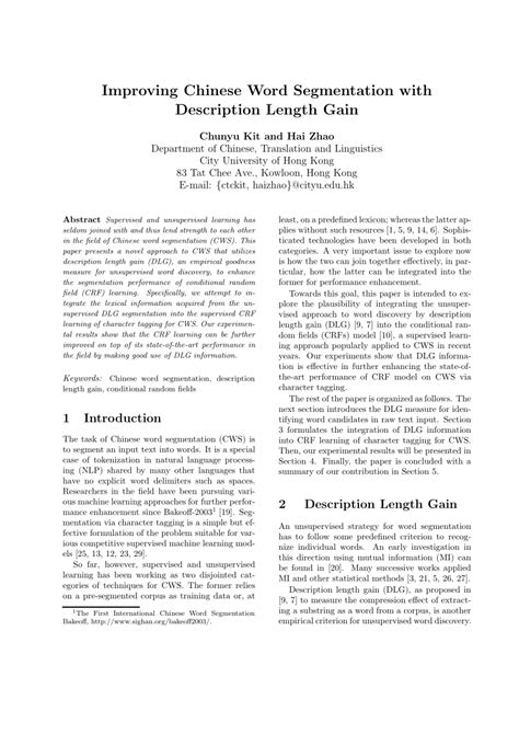 pdf improving chinese word segmentation with description length gain