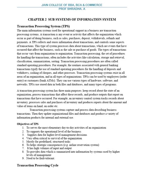 Chapter 2 Sub Systems Of Information System Pdf Decision Support System Databases