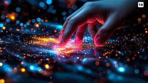 Hand Of Human Touching A Virtual Screen Futuristic Technology Digital