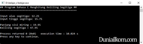 Latihan Kode Program Bahasa C Menghitung Keliling Segitiga