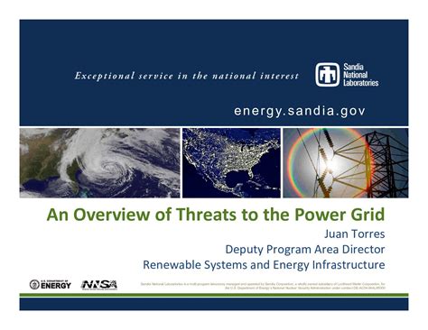 Sandia National Labs Presentation An Overview Of Threats To The Power Grid Pdf Secure The