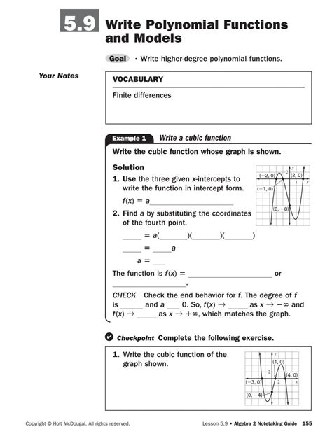 5 9 Write Polynomial Functions And Models Mathnmind