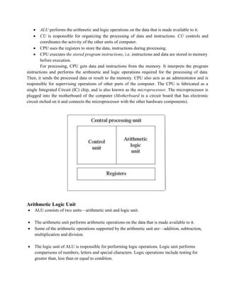 Computer Devices And Memory Unit Notes Pdf