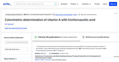 Colorimetric Determination Of Vitamin A With Trichloroacetic Acid Scite Report