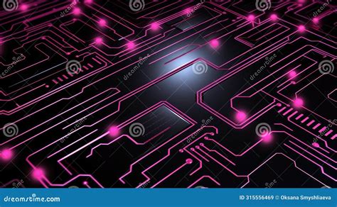 Futuristic Pink Illuminated Circuit Board Background For High Tech Concepts Royalty Free Stock