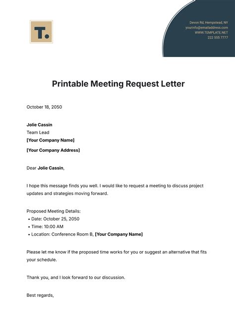 Free Meeting Letter Templates Editable And Printable