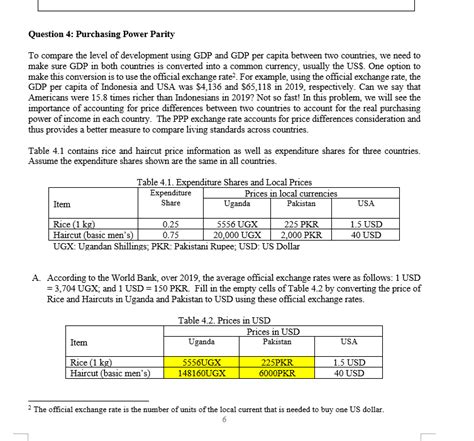 Solved Question Purchasing Power Parity To Compare The Chegg Com