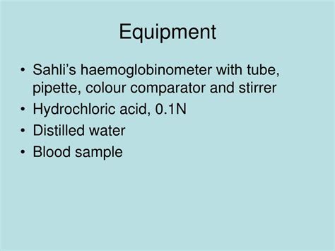Ppt Haemoglobin Estimation Powerpoint Presentation Free Download Id1820907