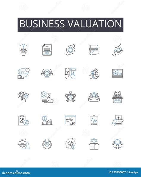 Business Valuation Line Icons Collection Asset Appraisal Property
