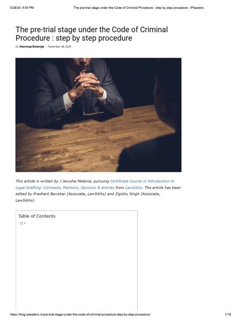 the pre trial stage under the code of criminal procedure step by step