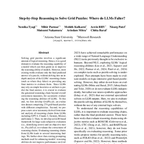 Step By Step Reasoning To Solve Grid Puzzles Where Do Llms Falter Acl Anthology