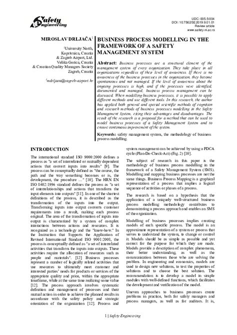 pdf business process modelling in the framework of a safety