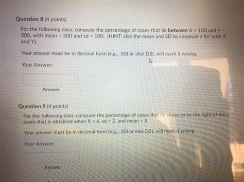 solved question 8 4 points for the following data compute