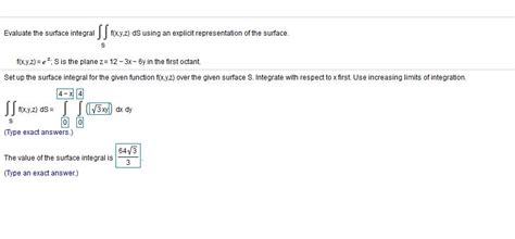 Solved Evaluate The Surface Integral F X Y Z Ds Using An Chegg Com