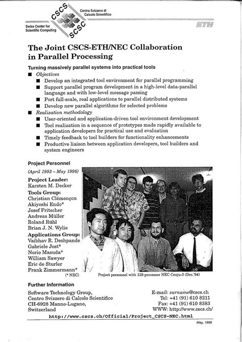 The Joint Cscs Eth Nec Collaboration In Parallel Processing Cscs