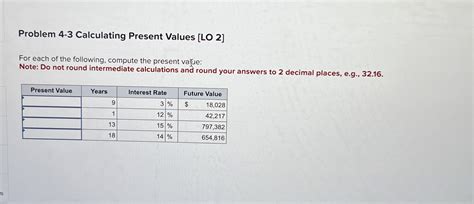 solved problem 4 3 ﻿calculating present values [lo 2]for