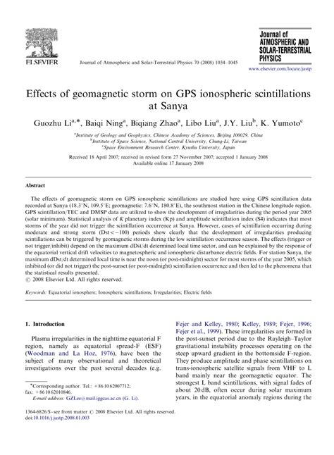 Pdf Effects Of Geomagnetic Storm On Gps Ionospheric Scintillations At