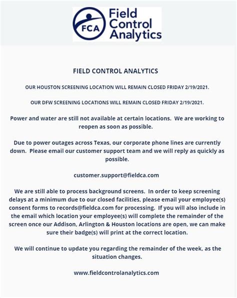 Field Control Analytics Dallas Tx