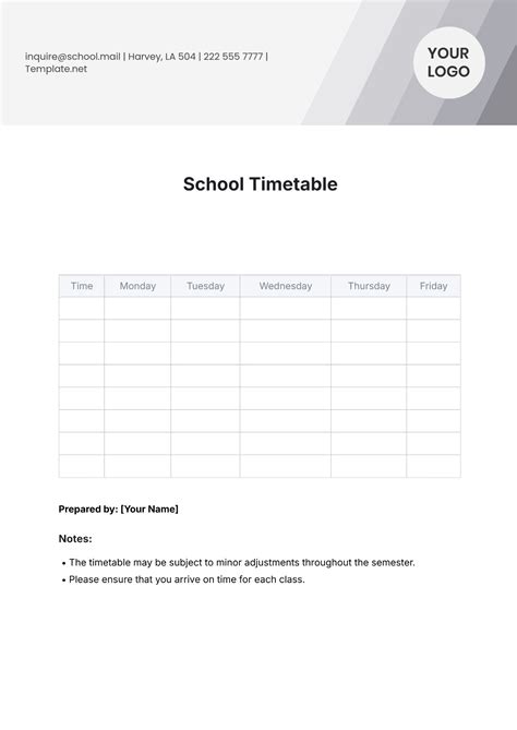 Free Monday To Sunday Timetable Template To Edit Online