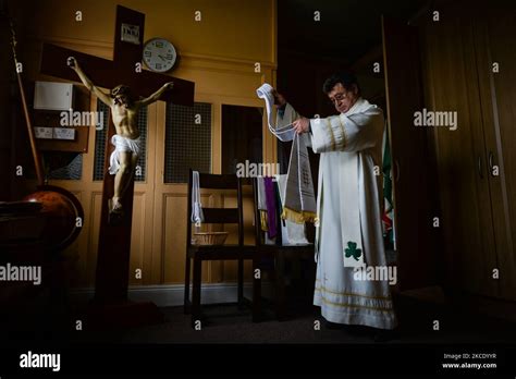 Father Krzysztof Sikora Is Getting Ready For Private Prayer At The Closed Roman Catholic Church