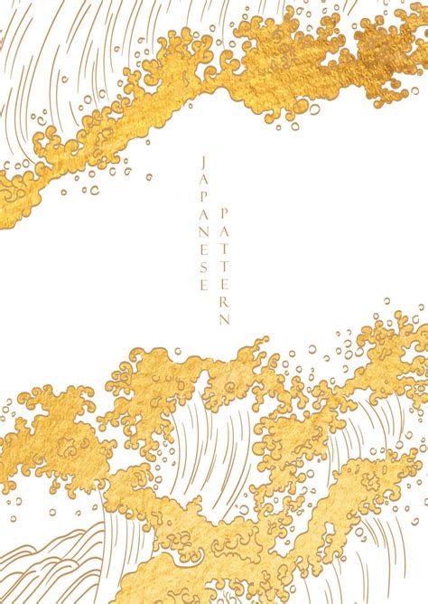 Japanese Hand Drawn Wave Background In Vintage Style Ocean And Sea