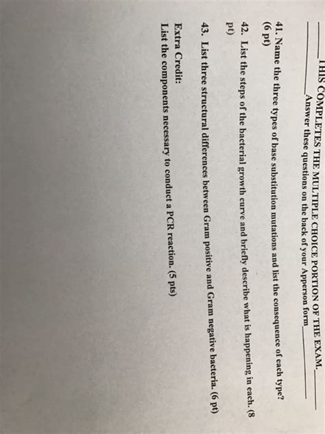 Solved Name The Three Types Of Base Substitution Mutations