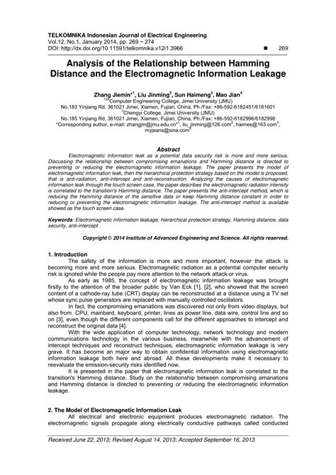 Pdf Analysis Of The Relationship Between Hamming Distance And The