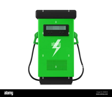 Green Gas Station With Pipe And Handle Lightning Symbol For Ev Vehicle