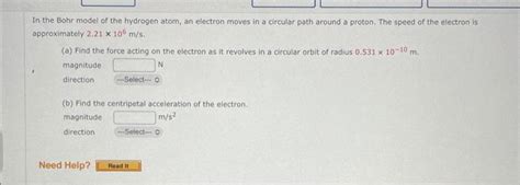 Solved In The Bohr Model Of The Hydrogen Atom An Electron
