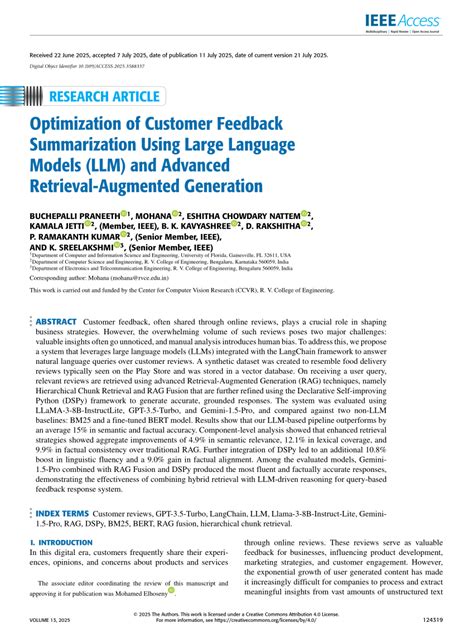 Pdf Optimization Of Customer Feedback Summarization Using Large Language Models Llm And